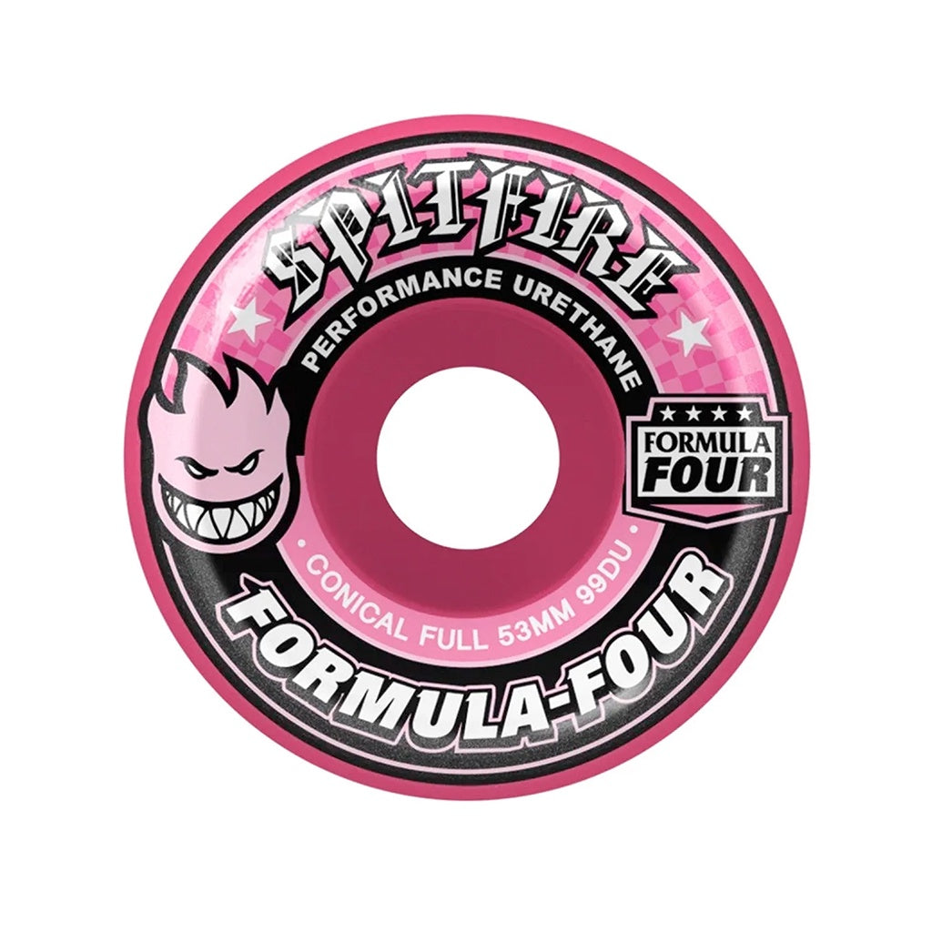Spitfire | Formula Four F4 Conical Full Skateboard Wheels. Pink / 53mm ...